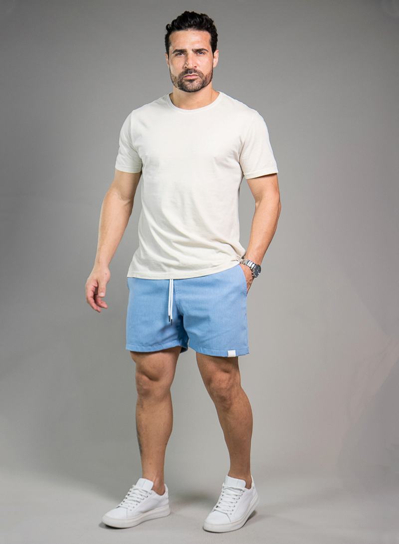 Bermuda Short Linho Masculino Azul Céu Claro Blühen
