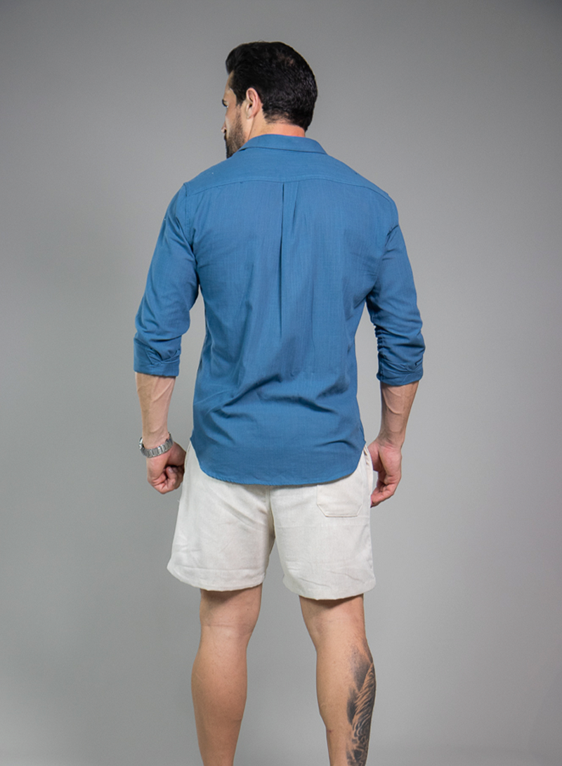 Camisa Casual Masculina Azul Blühen | Estilo e Conforto no Dia a Dia
